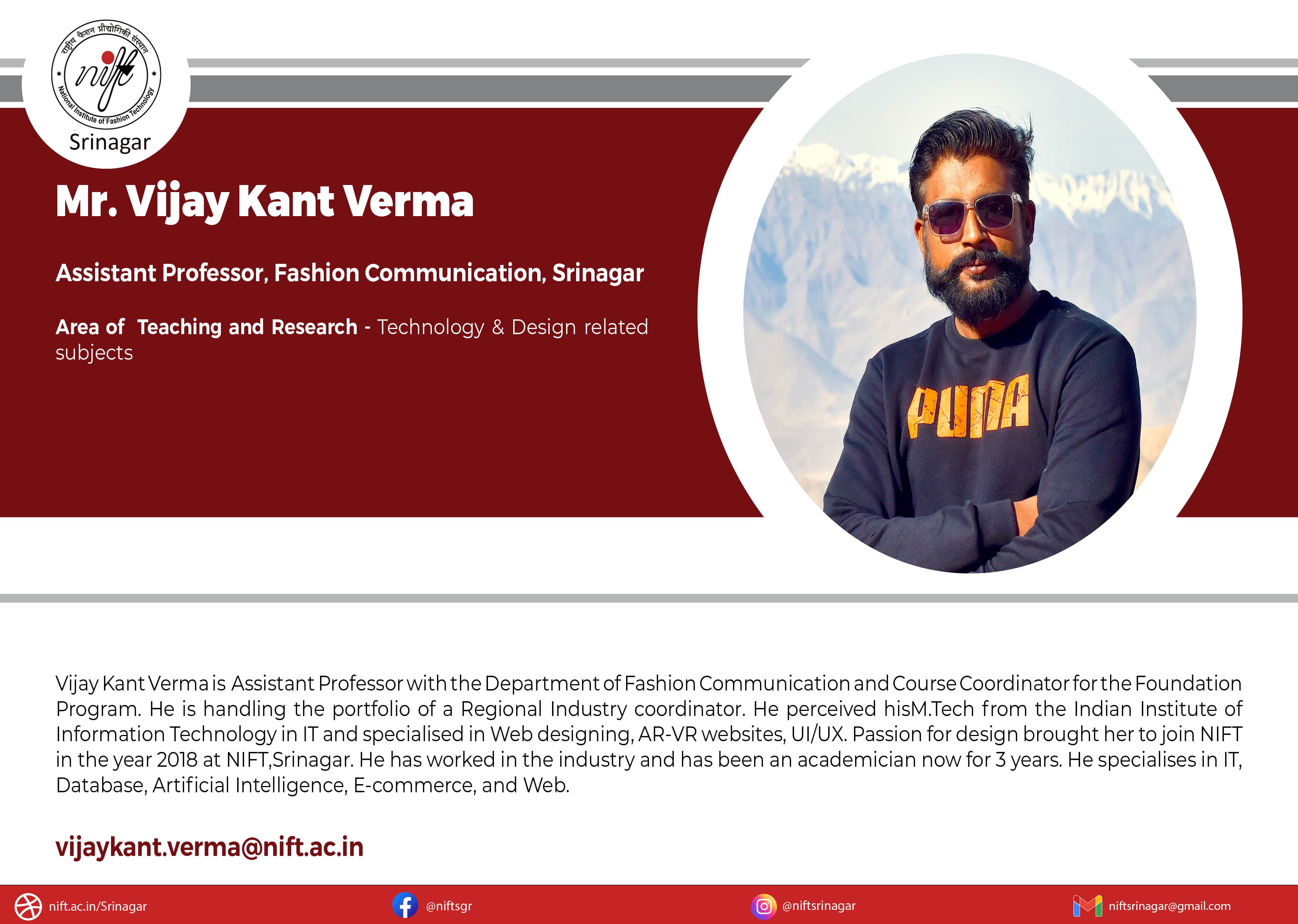 NIFT Srinagar Faculty Profile | Srinagar